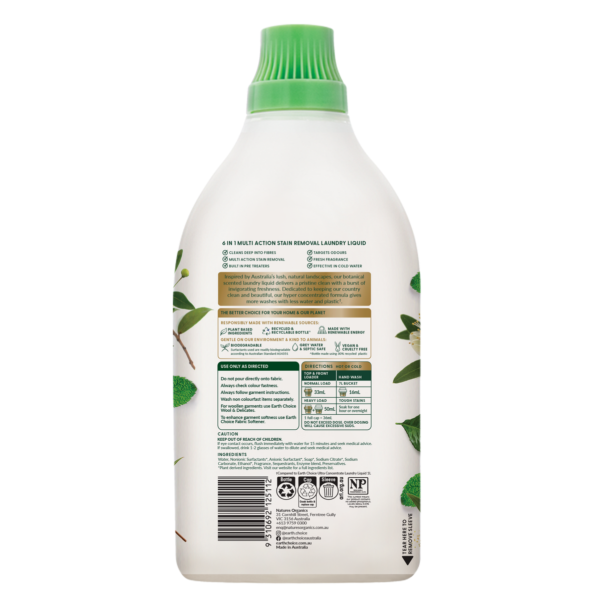 Earth Choice Laundry Liquid Detergent | Plant Based | Natures Organics